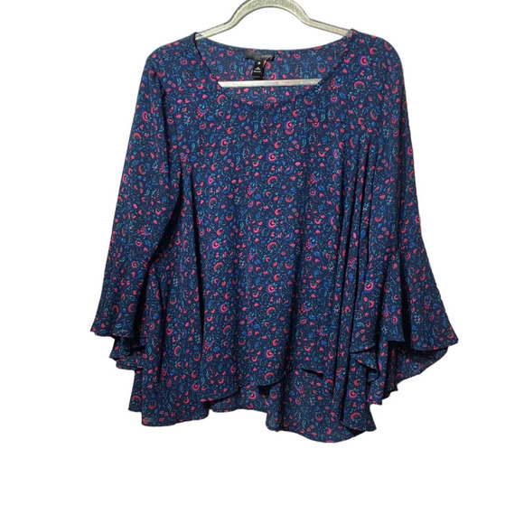 Aqua | Tops | Aqua Floral Blouse Asymmetrical Size Large | Poshmark